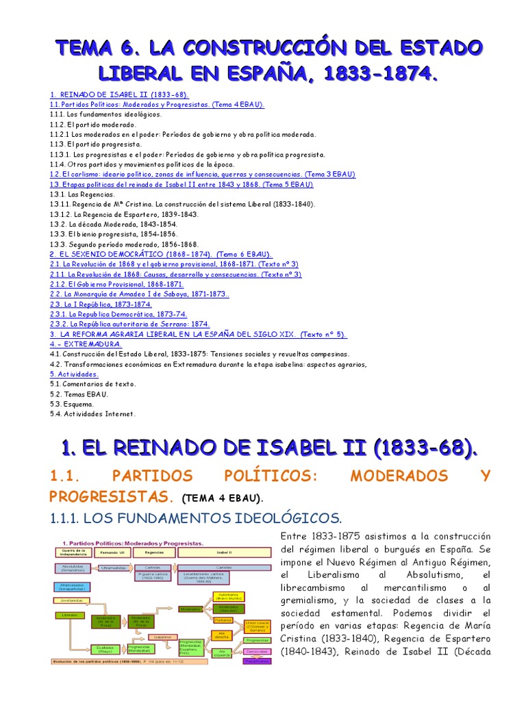 6-Construccion Regimen Liberal, 1833-1875 | PDF | España | Gobierno de ...