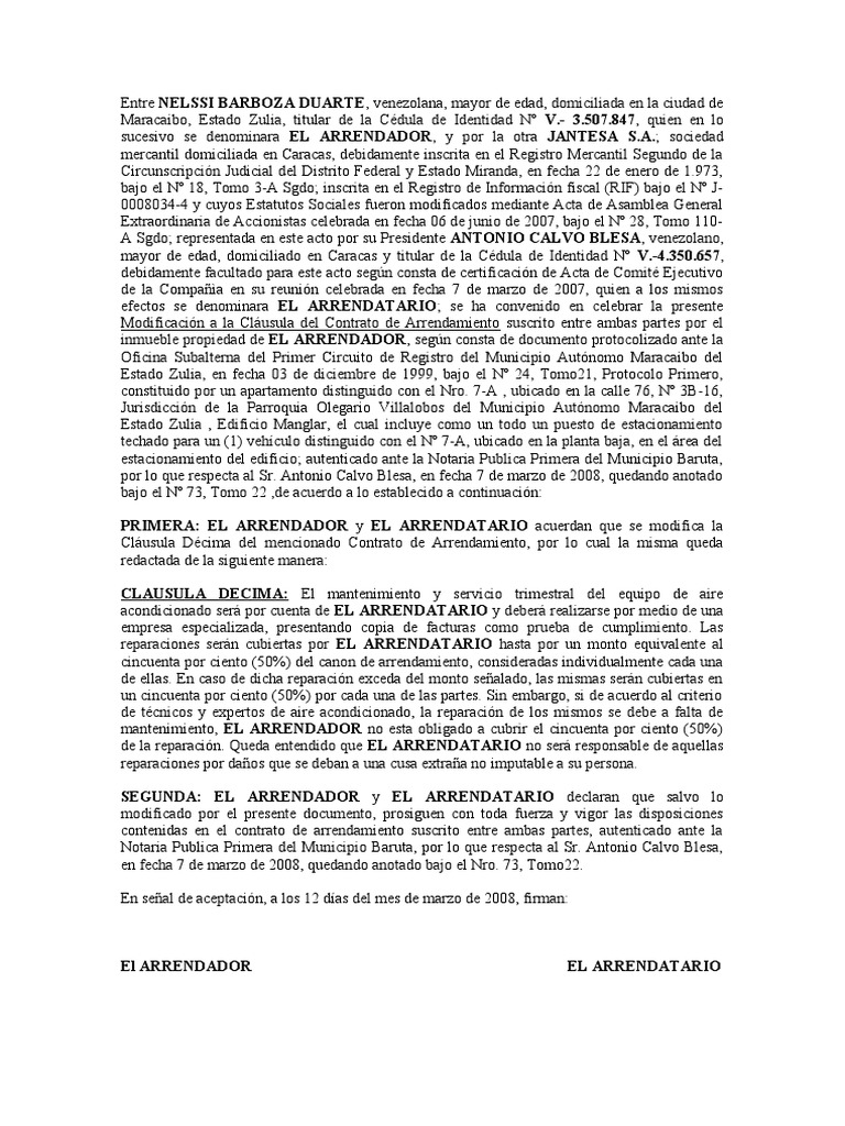 Modificacion de Clausula | PDF