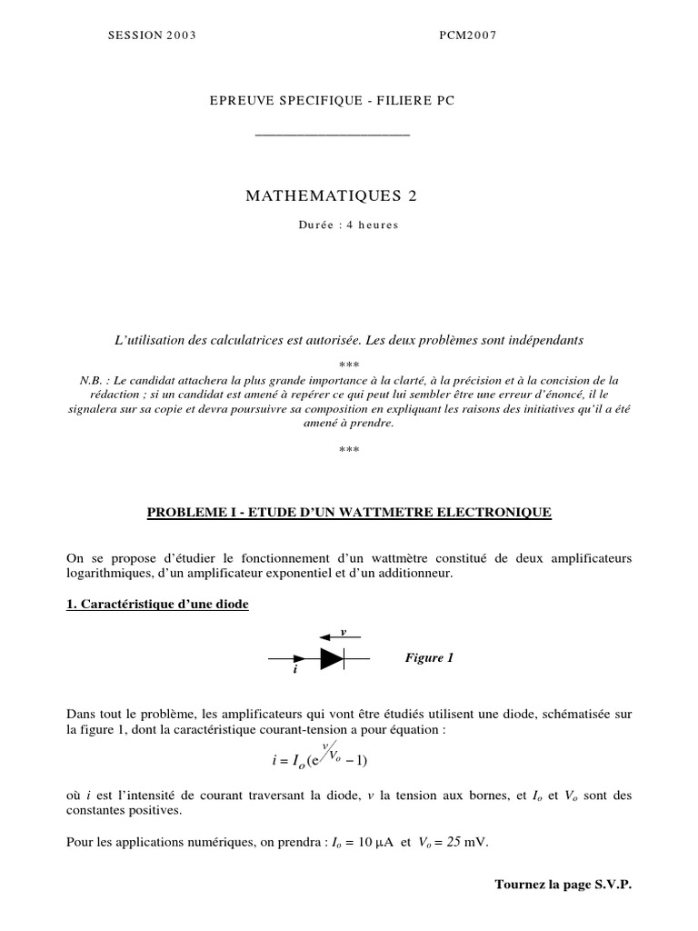 CCP PC 2003 Physique-2 | PDF | Puissance (physique) | Amplificateur électronique
