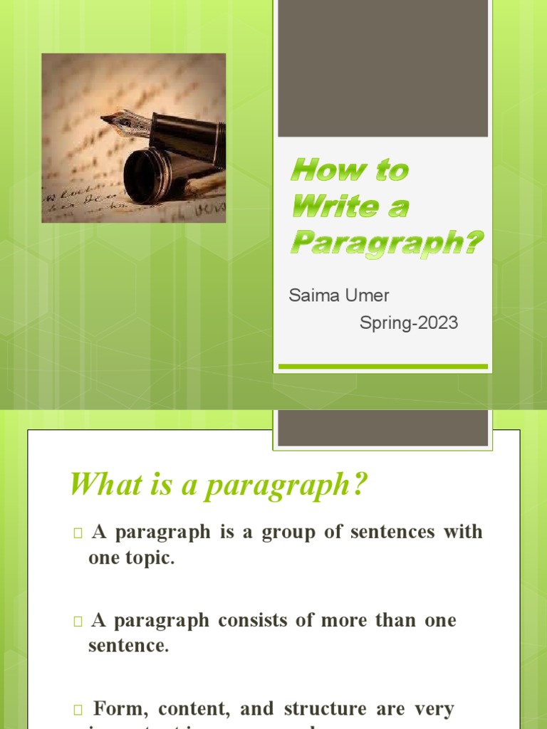 Lecture On Paragraph Writing Main - Spring 2023 | PDF | Paragraph | Word