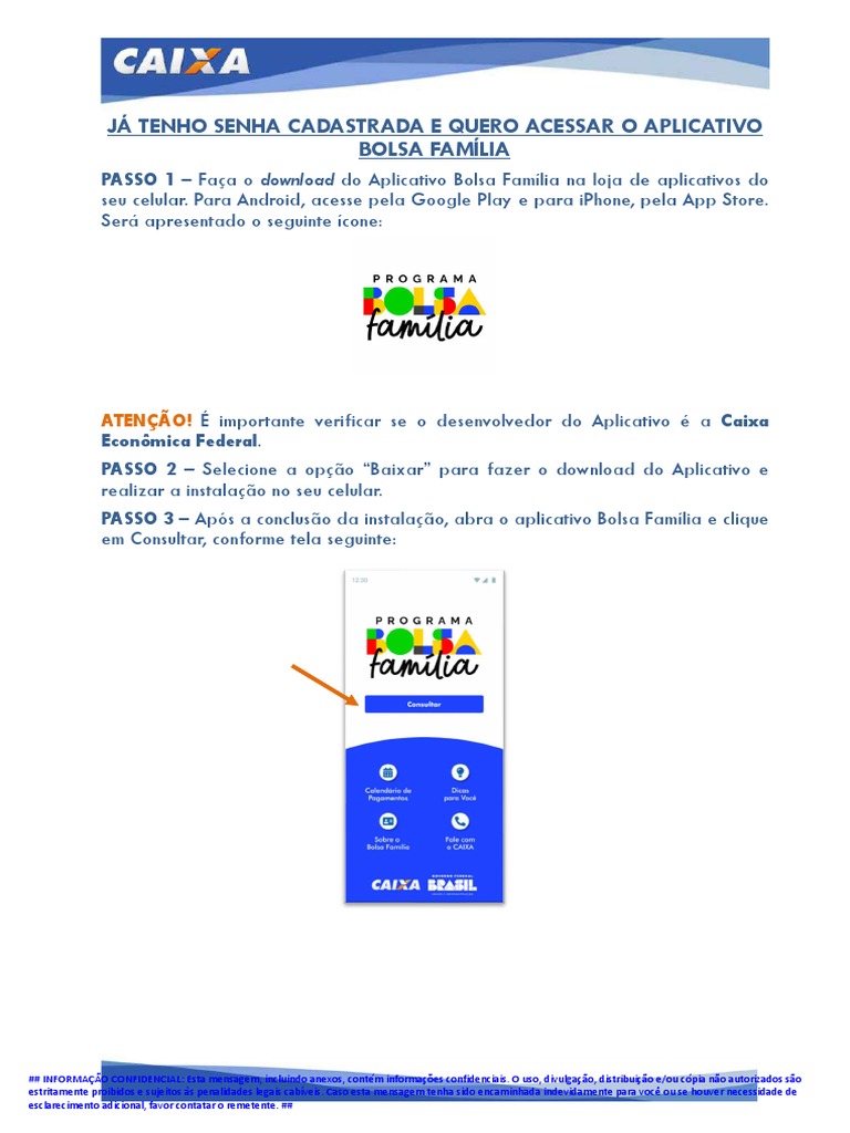 Passo A Passo Aplicativo Bolsa Familia | PDF | Aplicativo para celular ...