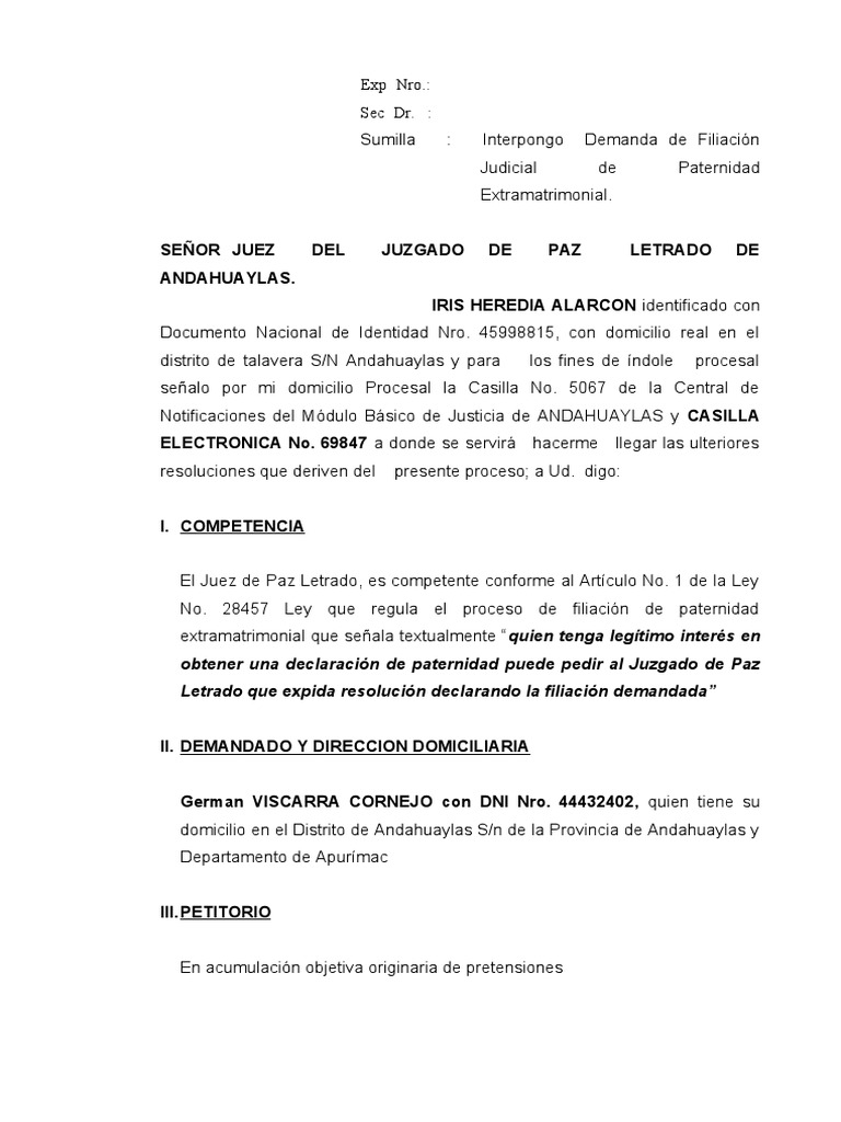 Demanda Procesal Civil................. 1.@ | PDF | Demanda judicial | Ley procesal