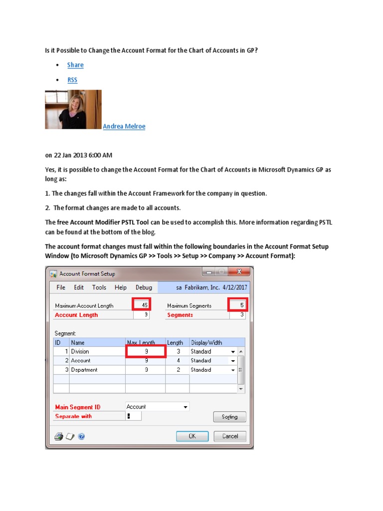 Is It Possible To Change The Account Format For The Chart of Accounts ...