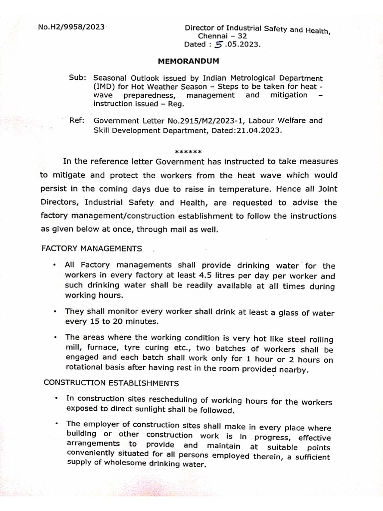 Heat Wave Preparedness Memo | PDF
