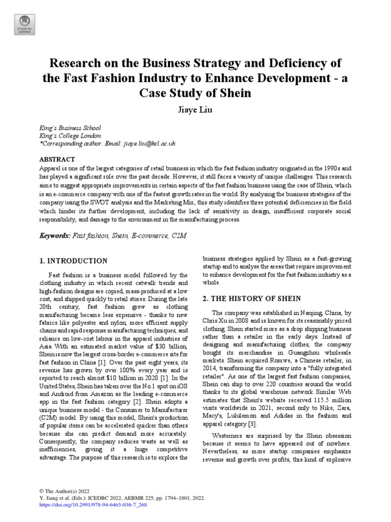 Research On The Business Strategy and Deficiency of The Fast Fashion ...
