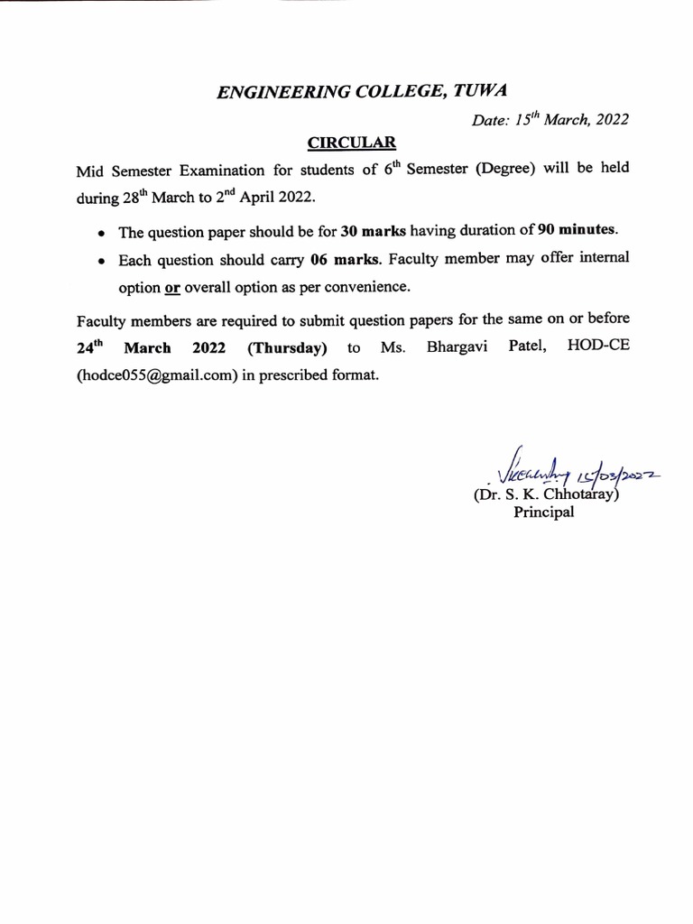 Circular Exam Paper MST | PDF