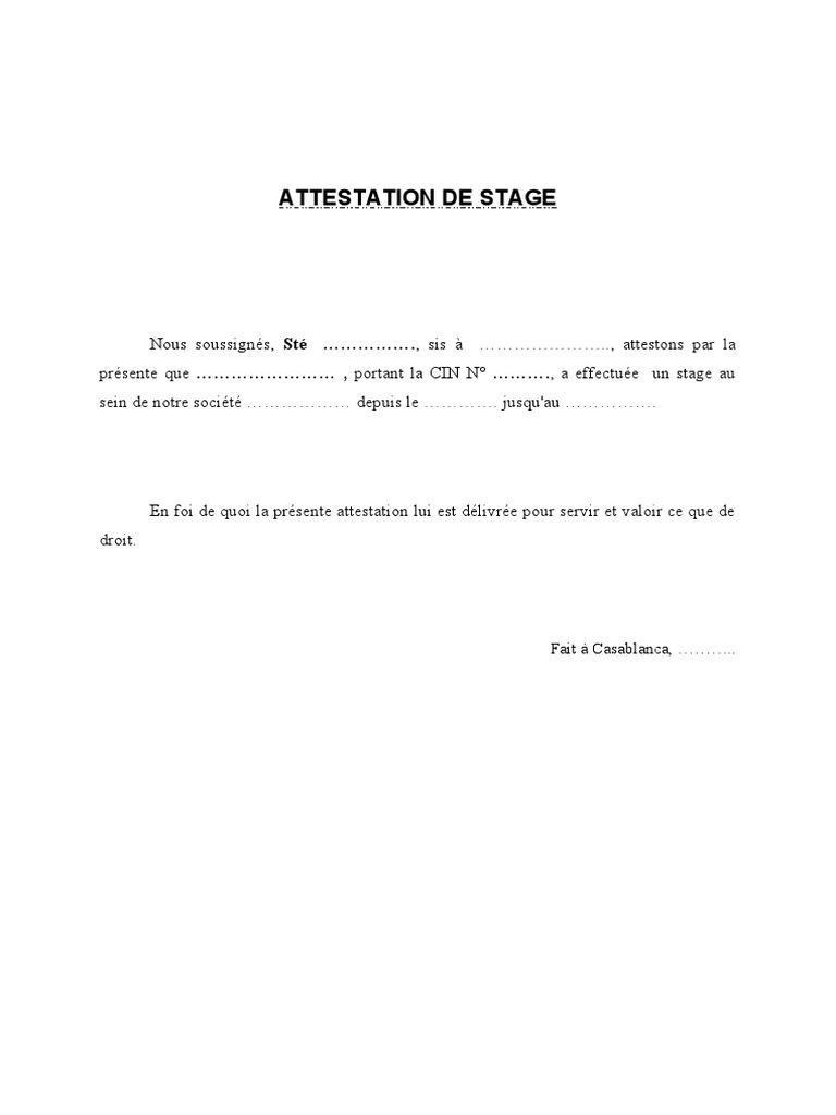 Attestation de Stage | PDF