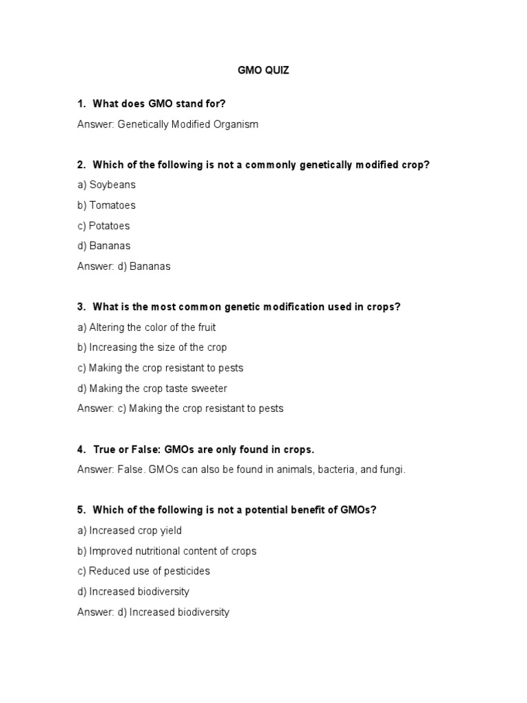 Gmo Quiz | PDF