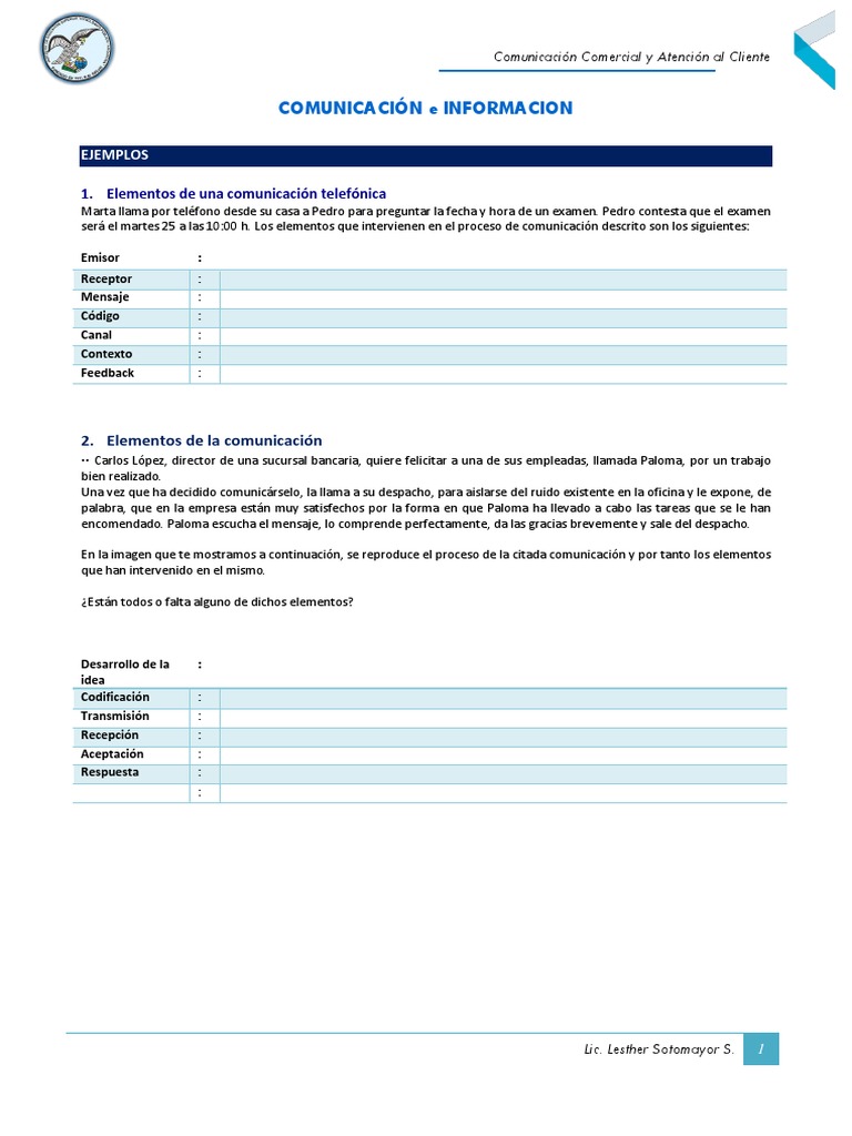Hoja de Informacion 01 - Comunicacion e Informacion | PDF | Comunicación