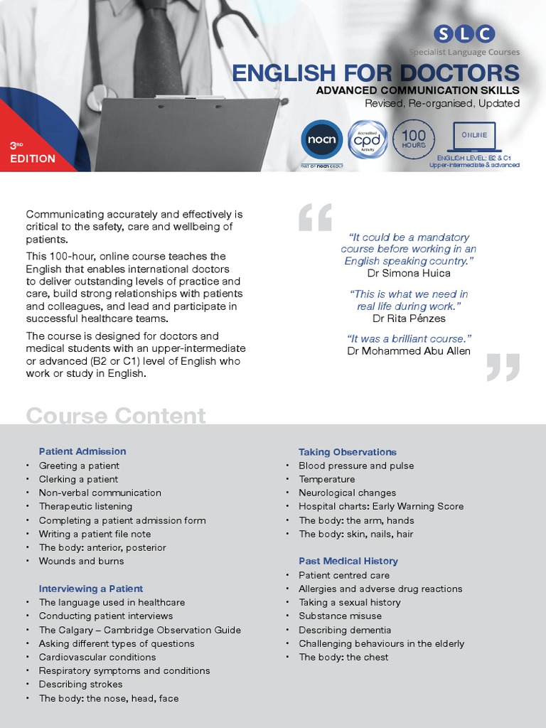 English Course for Medical Professionals | PDF | Surgery | Infection