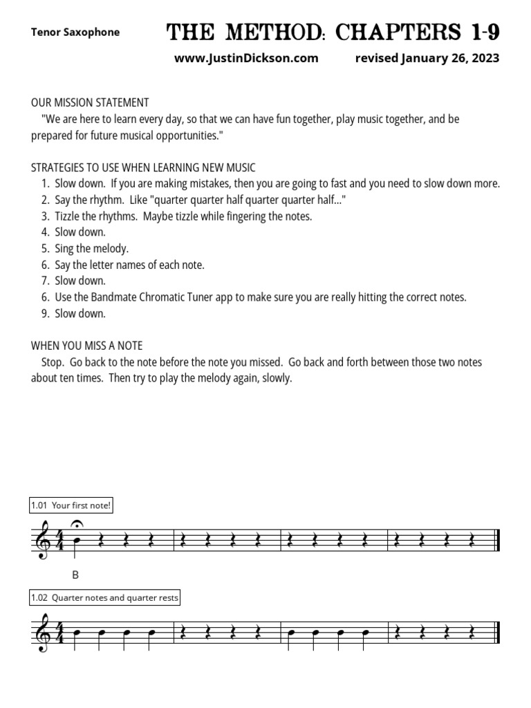 Band Method Book One - Tenor Saxophone | PDF