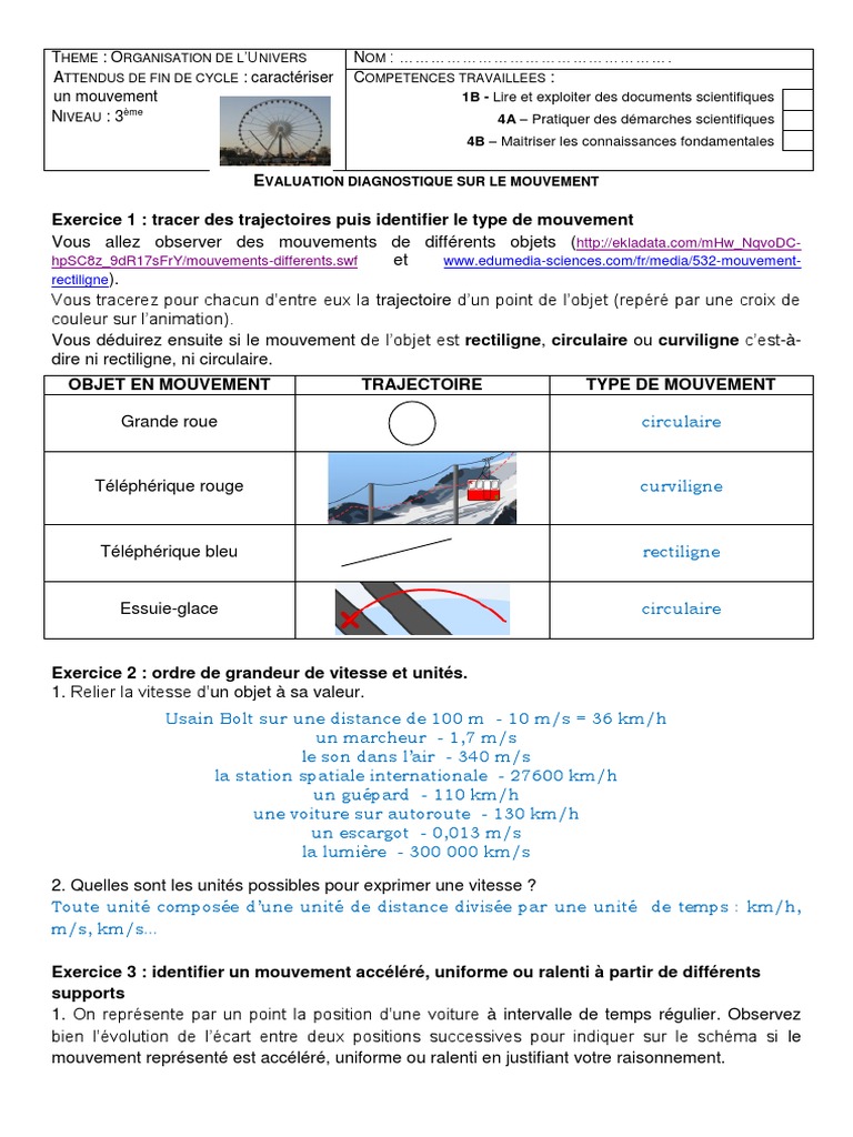 Eva Diagno MVT PROF | Download Free PDF | Vitesse | Grandeur physique