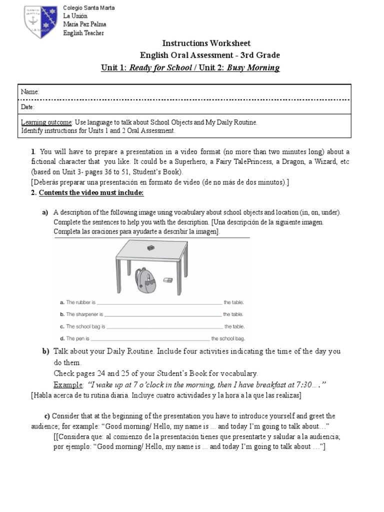 3rd Grade Oral Assignment - 2023 | PDF | Pedagogy | Linguistics