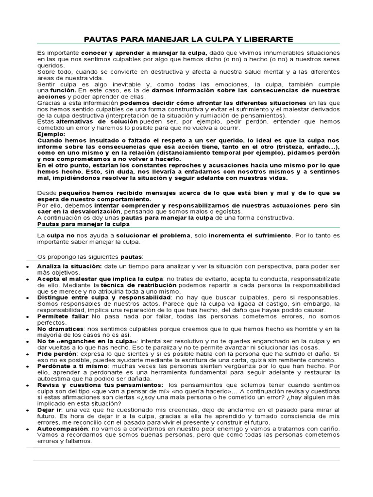 COMO AFRONTAR LA CULPA Y LA VERGÜENZA | PDF | Culpa (emoción) | Perdón