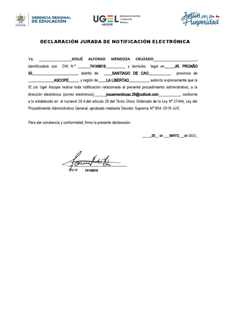 Formato Notificacion Electronica | PDF | Negocios | Derecho