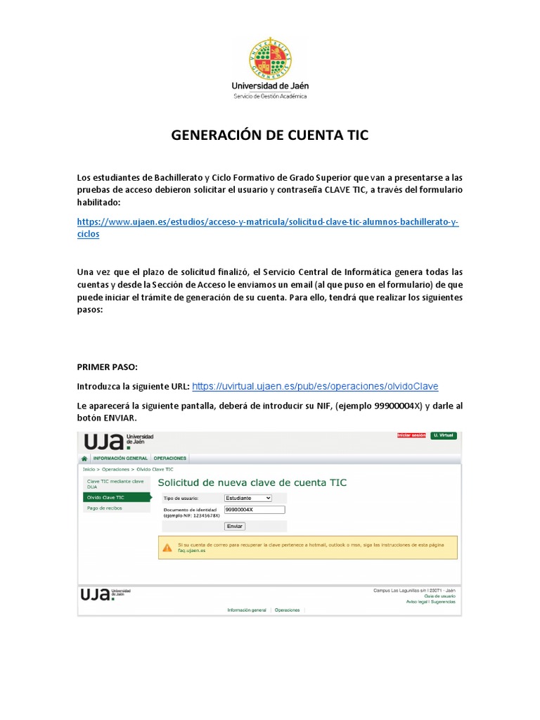 GENERACIÓN DE CUENTA TIC Bachillerato y Ciclos Formativos1 | PDF
