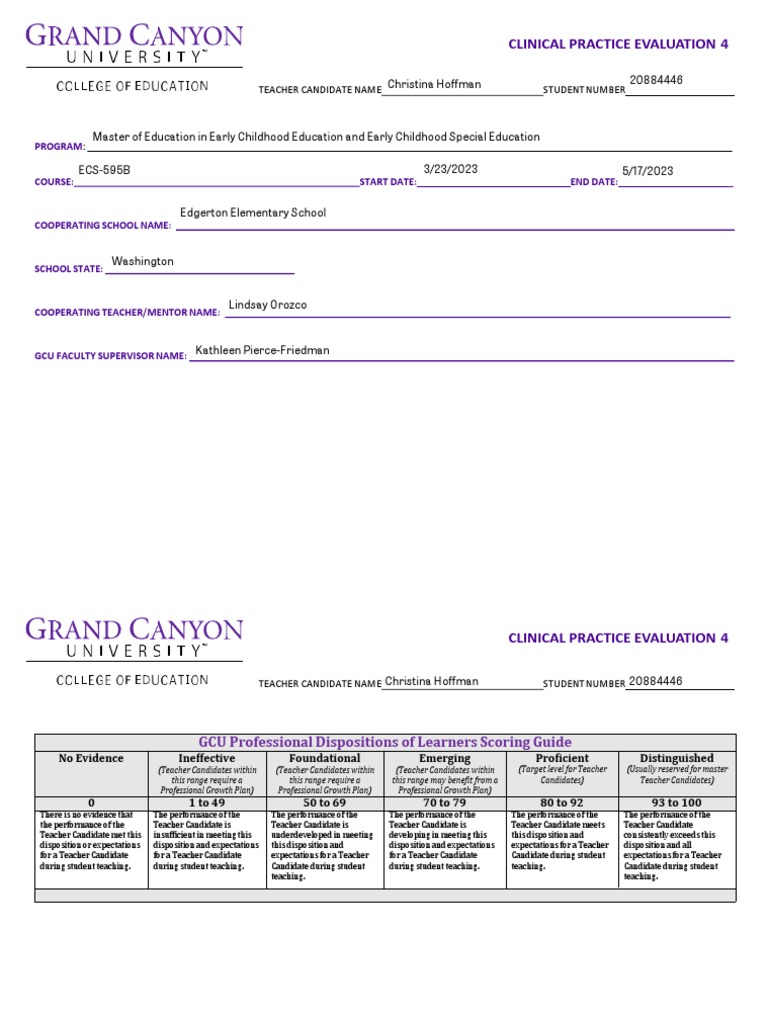 clinical practice eval 4 completed | PDF | Educational Assessment | Teachers