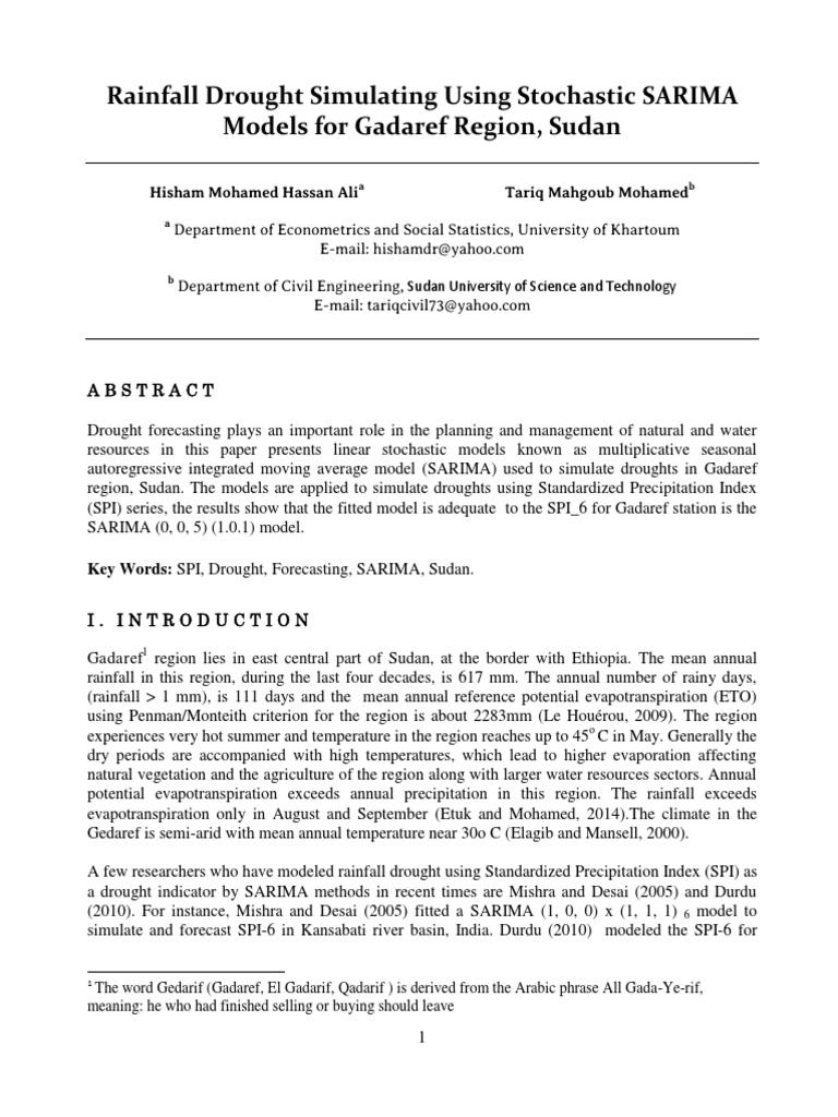 Rainfall Drought Simulating Using Stocha | PDF | Autoregressive Integrated Moving Average ...