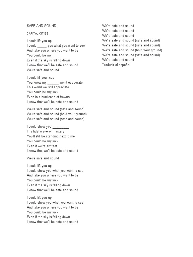 Safe and Sound Lyrics Analysis | PDF | Language Arts & Discipline