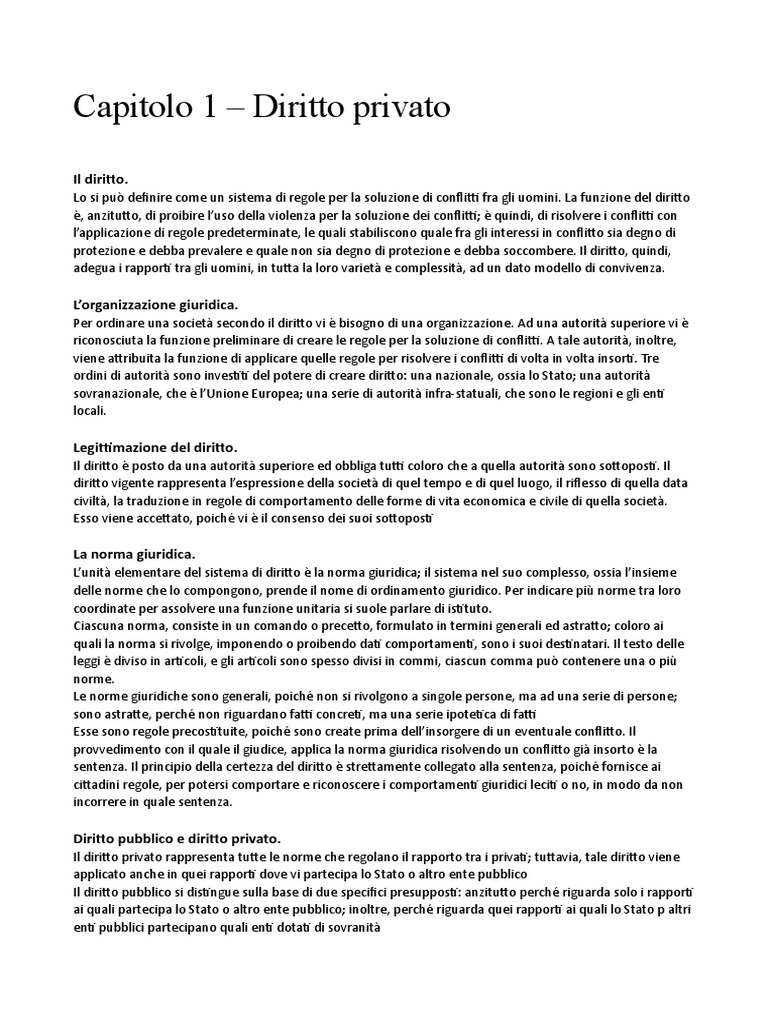 Diritto Privato Dispensa | PDF