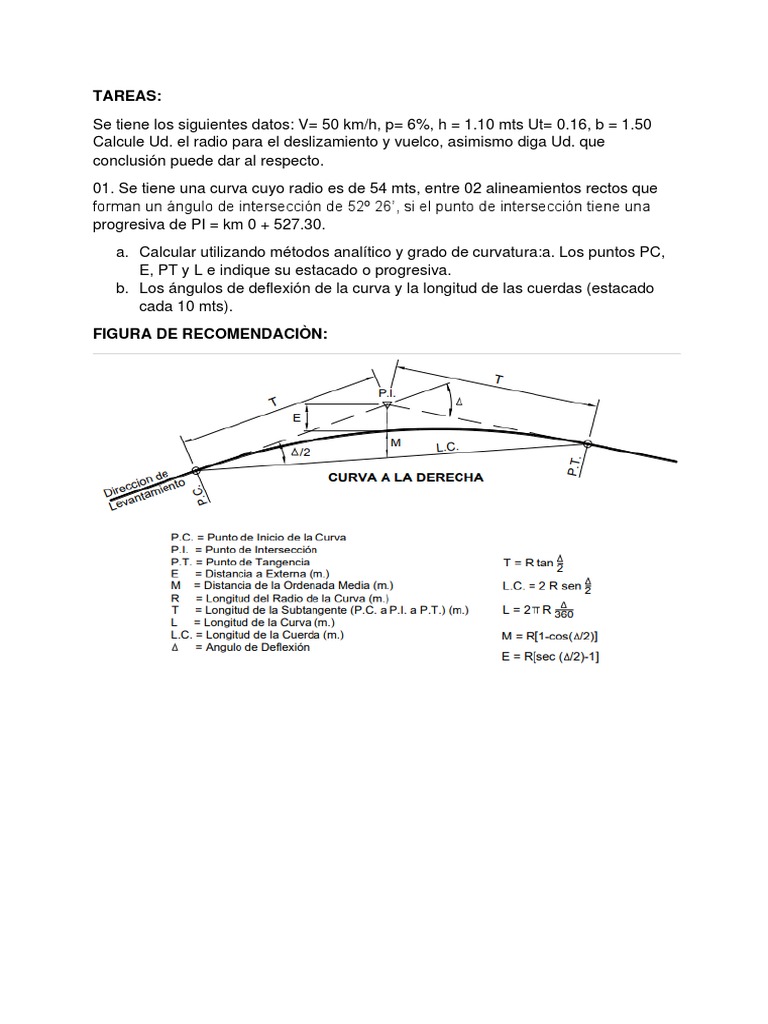 Tarea de Curvas - Horizontales | PDF