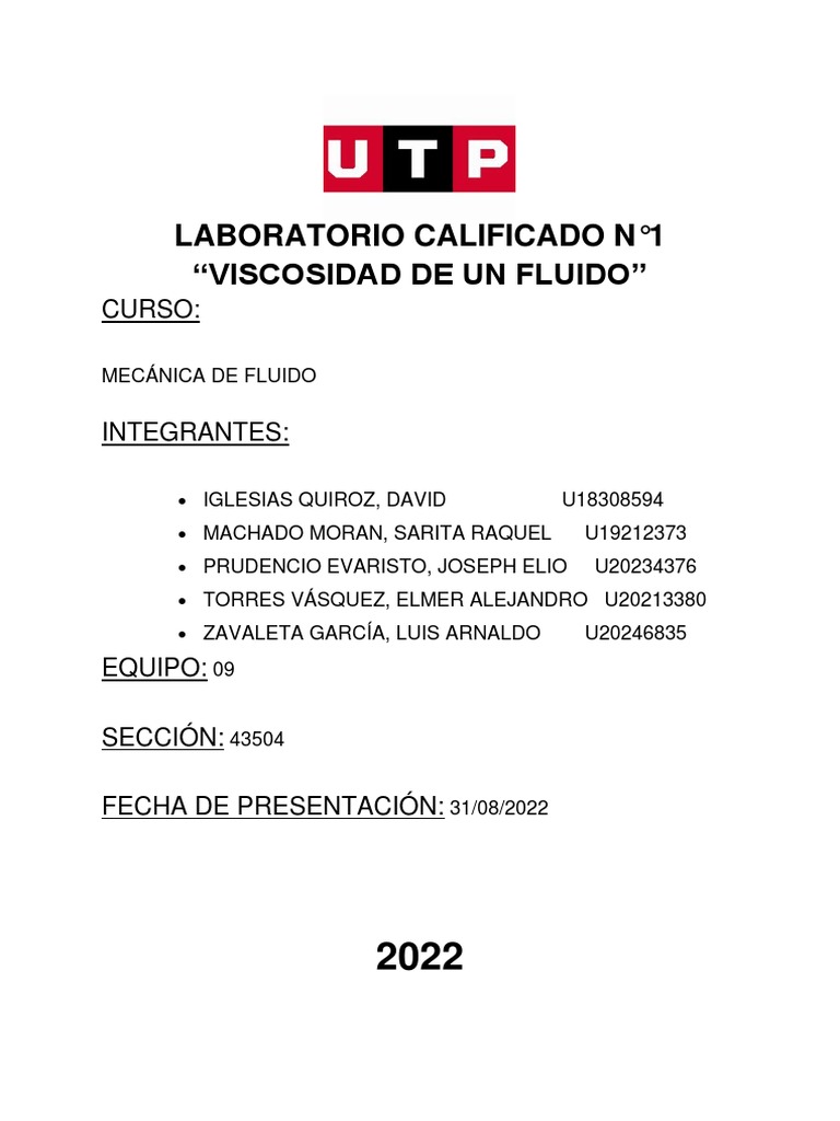 Laboratorio 01 Mecanica de Fluidos | PDF | Viscosidad | Líquidos