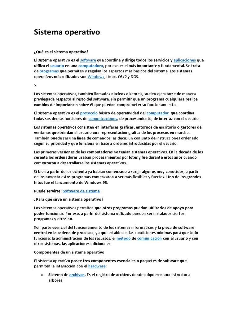 Sistema Operativo | PDF Sistema Operativo | PDF