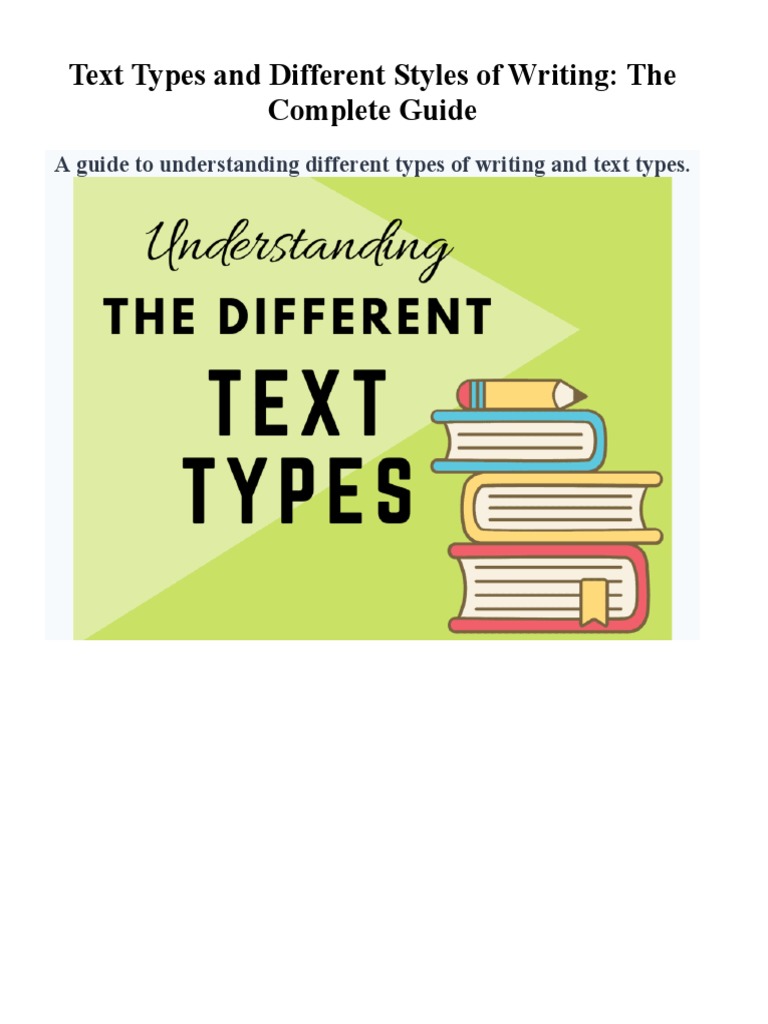 Text Types and Different Styles of Writing | PDF | Narrative | Poetry