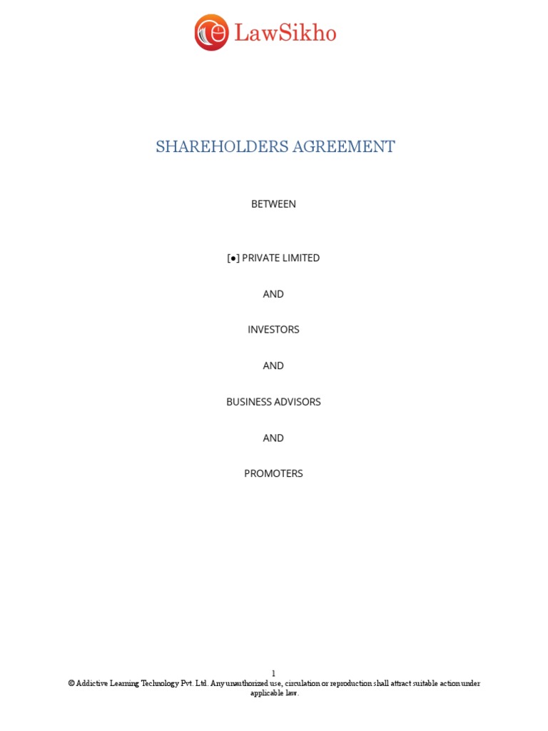 Shareholders Agreement Template | PDF