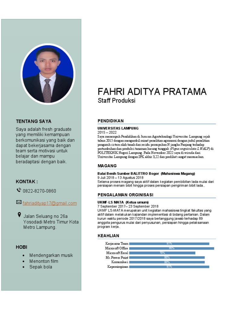 Fahri Aditya Pratama: Staff Produksi | PDF