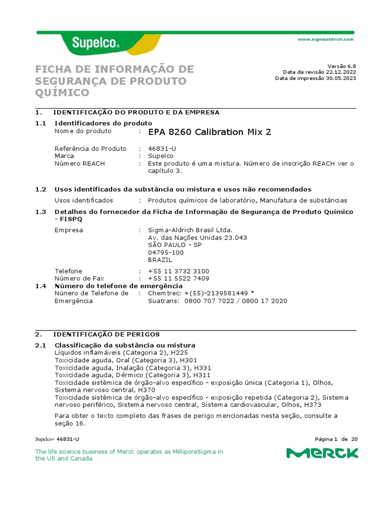 Fispq EPA 8260 Calibration Mix 2 | PDF