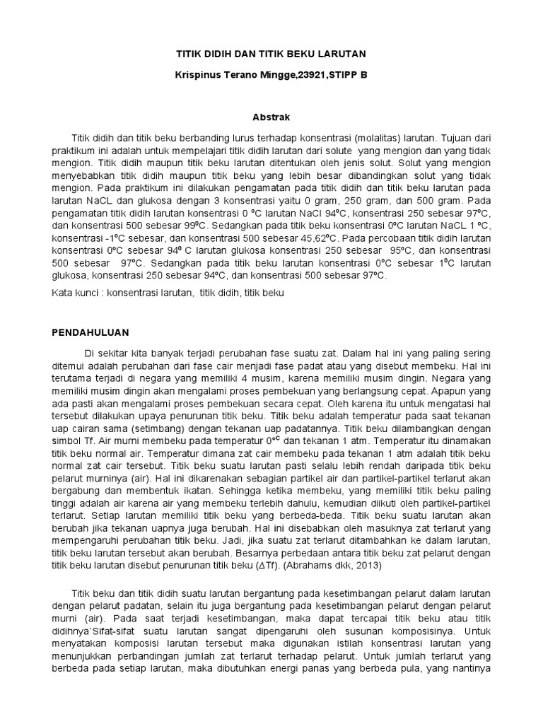 Titik Didih Dan Titik Beku Larutan Rano | PDF