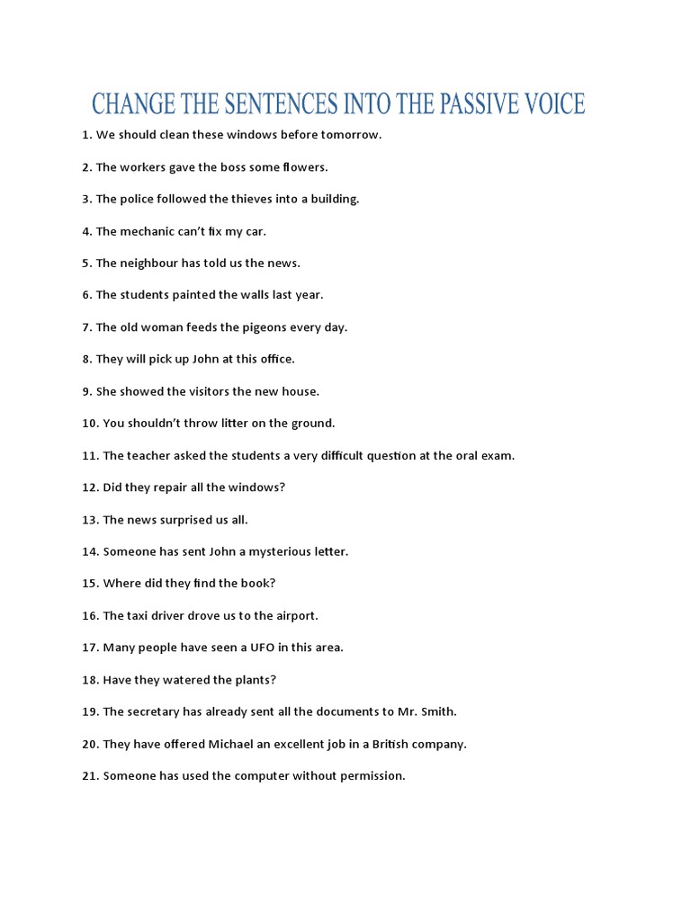 Passive Voice Test | PDF