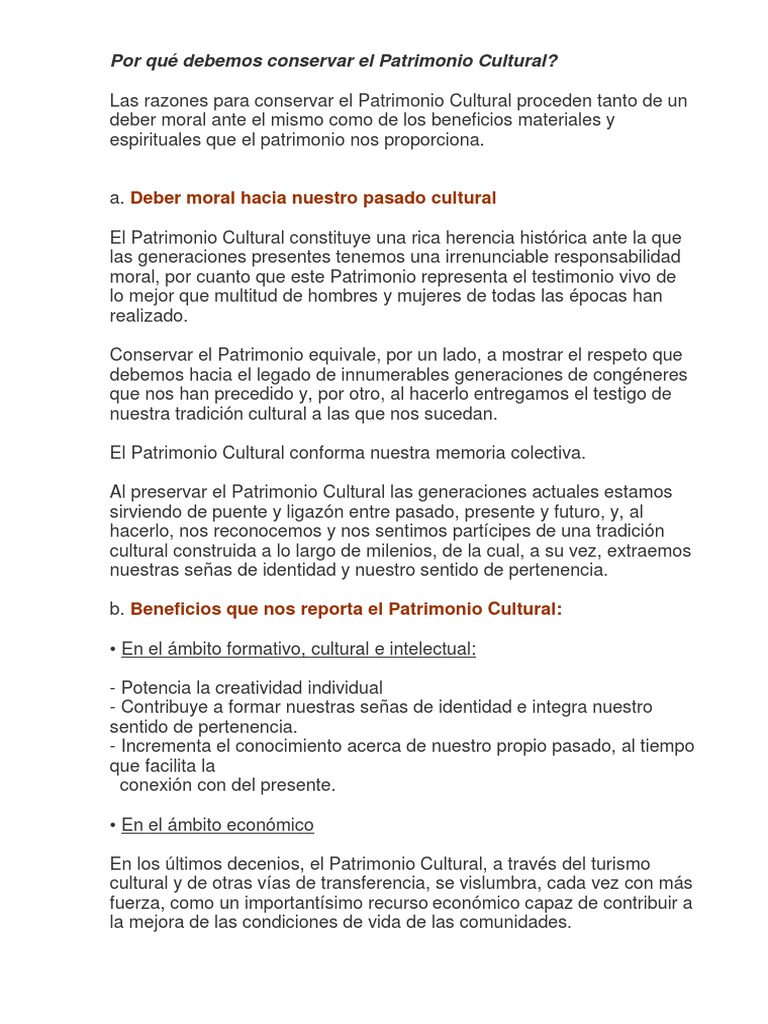 Clase 1.e-Porque╠ü debemos conservar el Patrimonio Cultural 1 | PDF | Patrimonio cultural ...