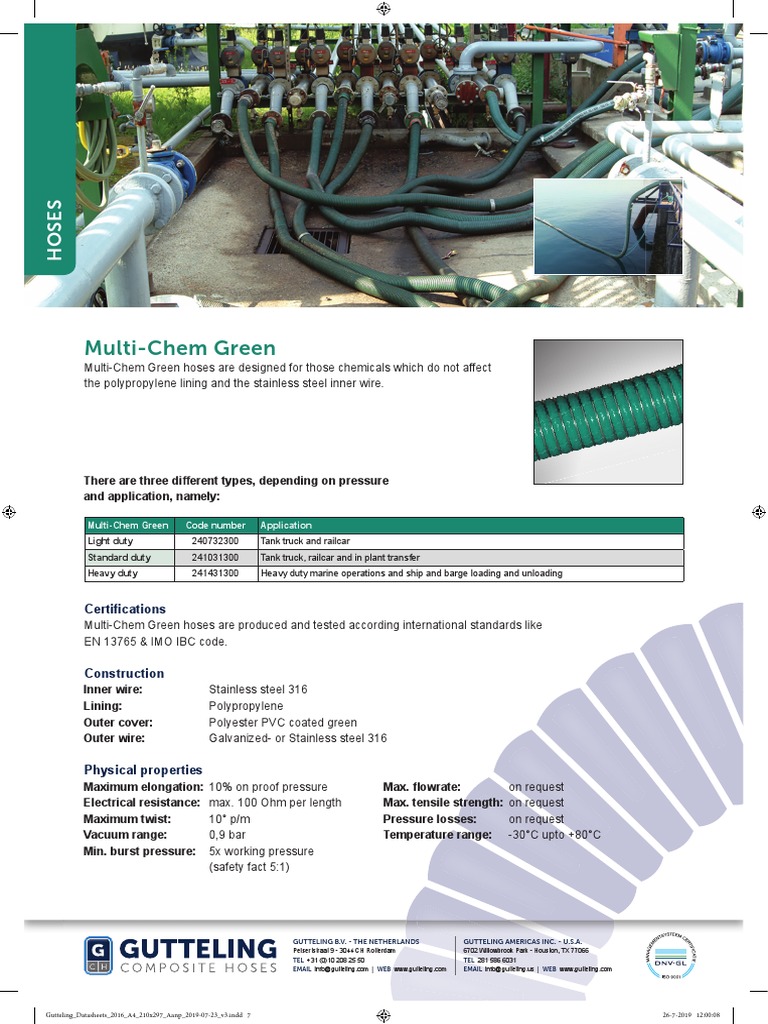 OC 21786 WONG - F.T. Gutteling Datasheet 2019 Hoses Multi-Chem Green | PDF | Materials ...