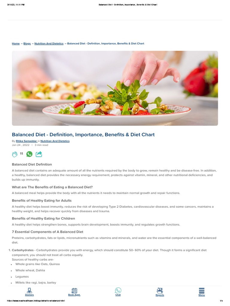 Balanced Diet - Definition, Importance, Benefits & Diet Chart | PDF
