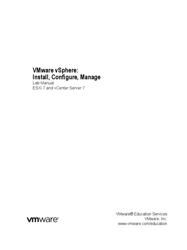 Vmware Vsphere Install Configure Manage Lab Manual Esxi 7 And Vcenter Server 7 Pdf