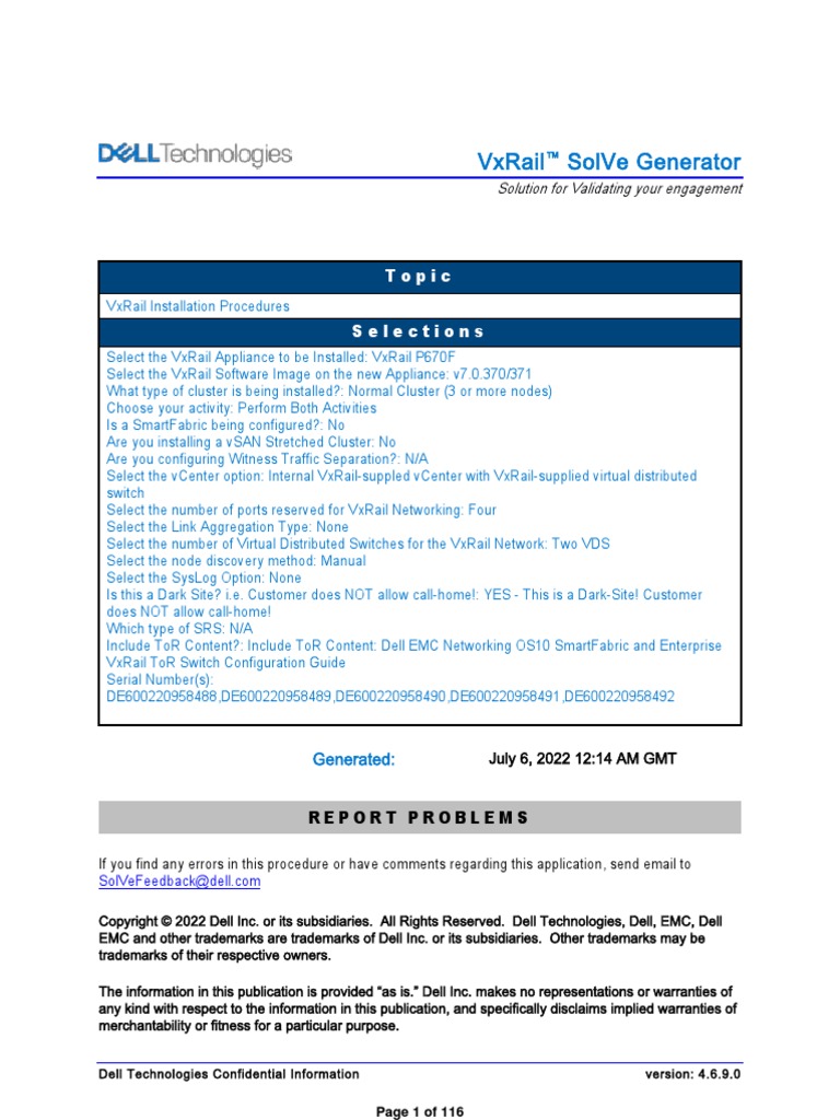 VxRail Appliance - VxRail Installation Procedures-VxRail P670F | PDF