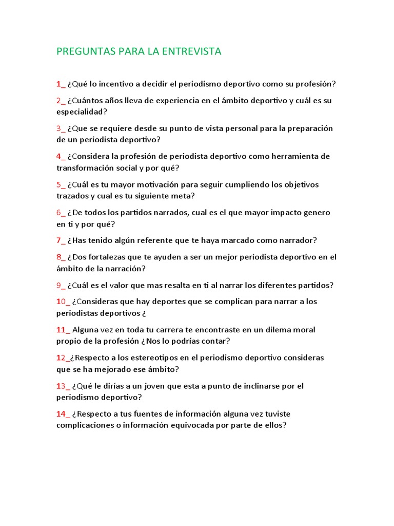 Preguntas para La Entrevista | PDF
