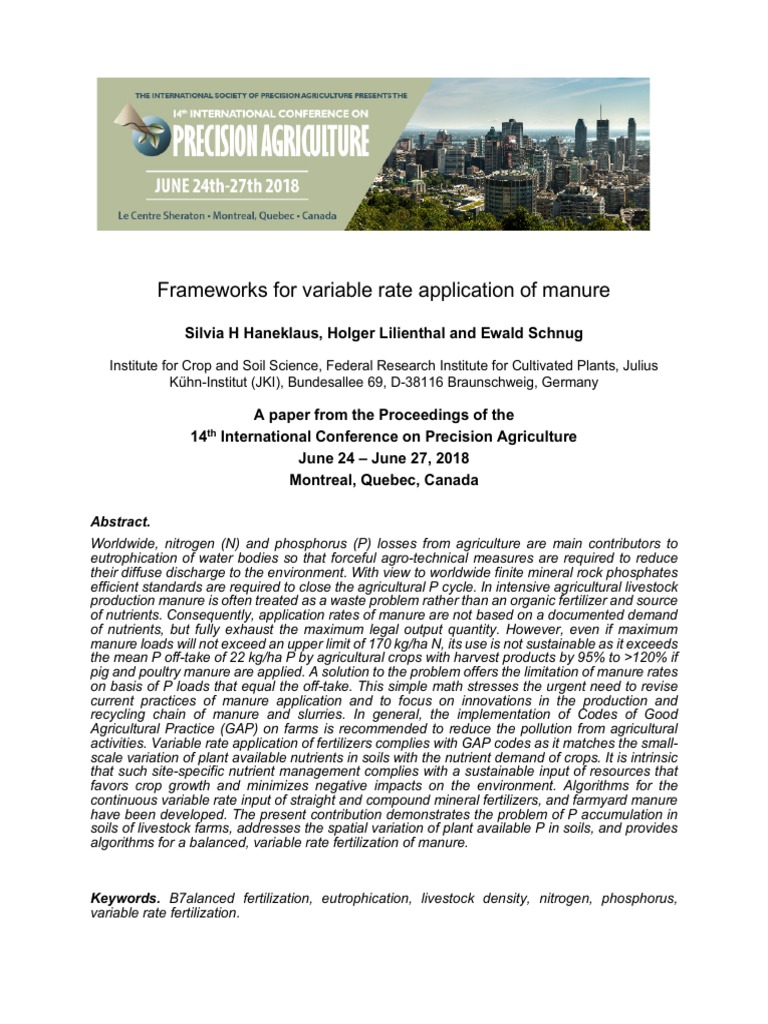Frameworks For Variable Rate Application of Manure | PDF