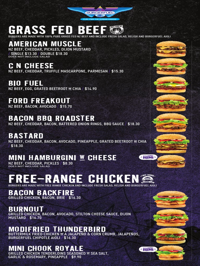 BurgerFuel Menu & Prices Overview | PDF | Hamburgers | French Fries