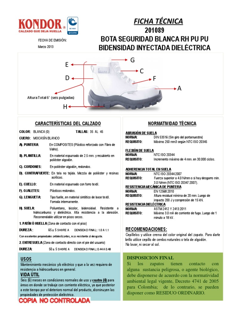 Ficha Tecnica Botas | PDF | Materiales | Sector secundario de la economía