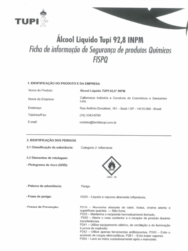 Tupi - Alcool Liquido 92,8 | PDF