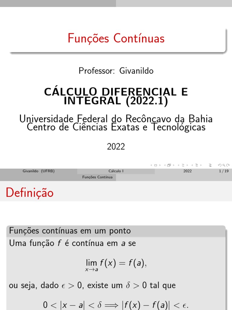 8 Funções Contínuas | PDF | Função (Matemática) | Cálculo