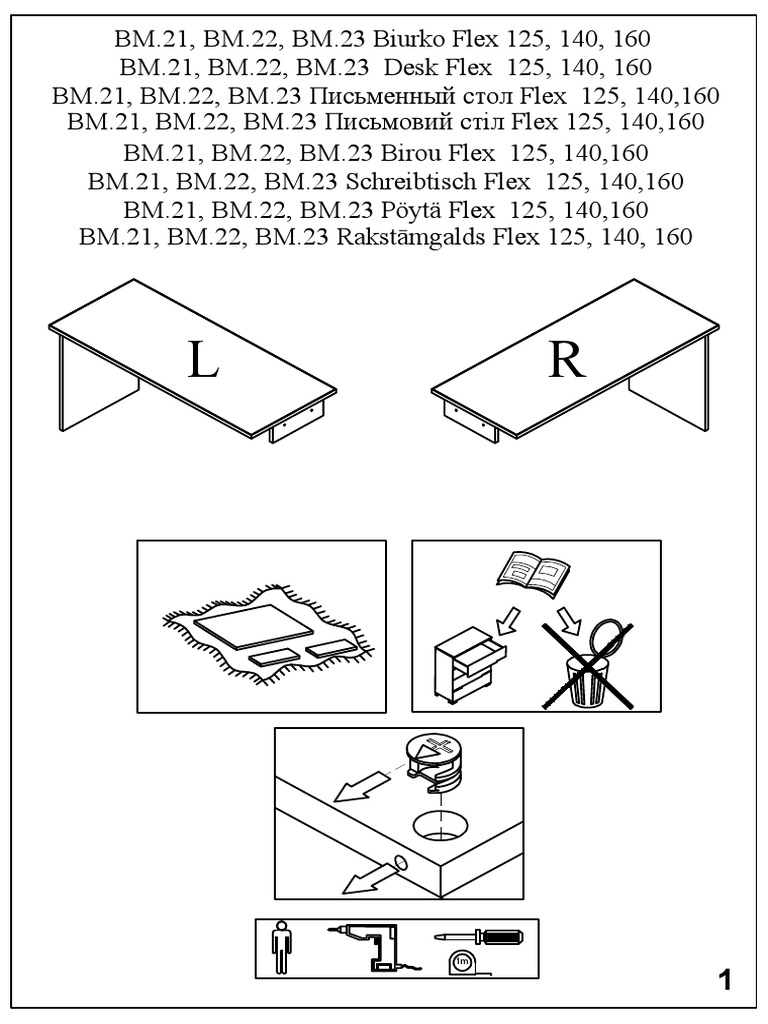 BM.21, BM.22, BM.23 Biurko Flex 125, 140, 160 | PDF