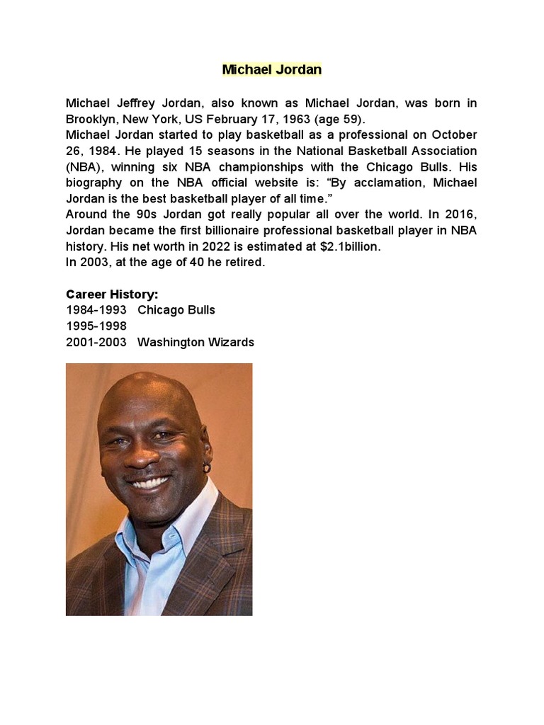 Michael Jordan Biography - ) | PDF