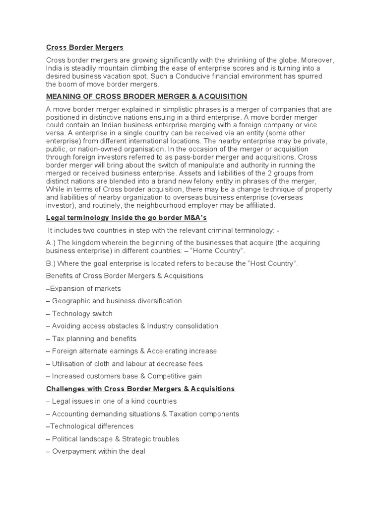 IBM Cross Border M&A | PDF