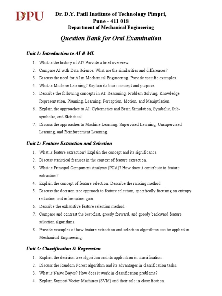 AIML Question Bank For Oral Examination | PDF | Machine Learning | Deep ... AIML Question Bank For Oral Examination | PDF | Machine Learning | Deep ...