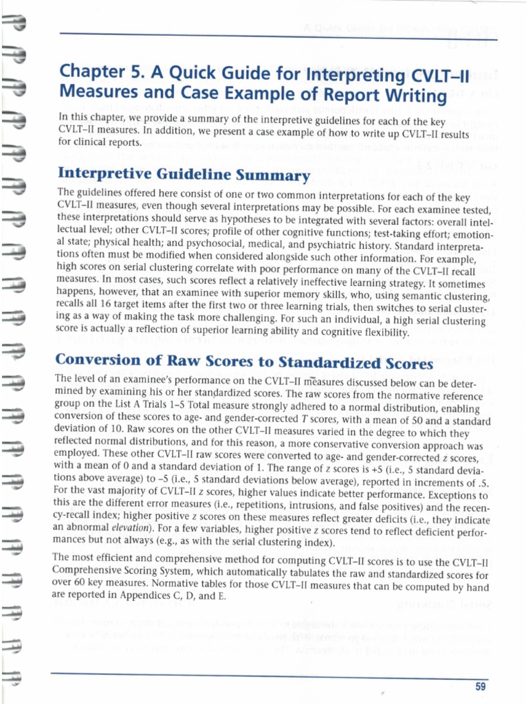 CVLT-II Manual - Chapter 5 Interpreting | PDF