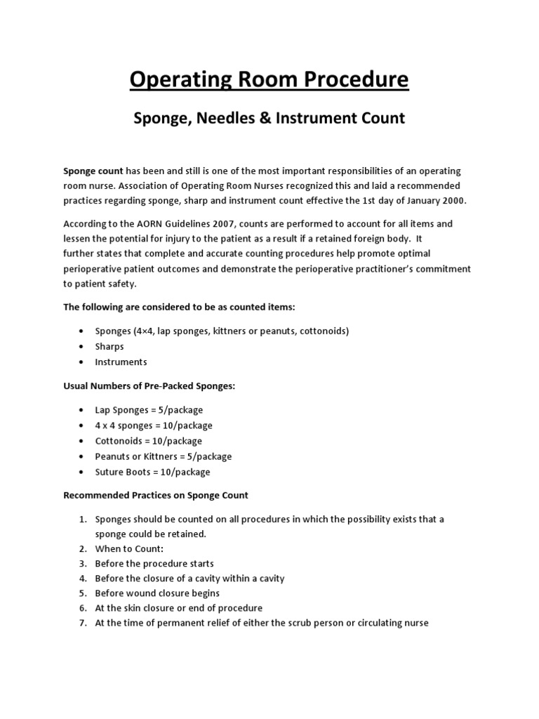 Operating Room Procedure | Download Free PDF | Operating Theater | Surgery